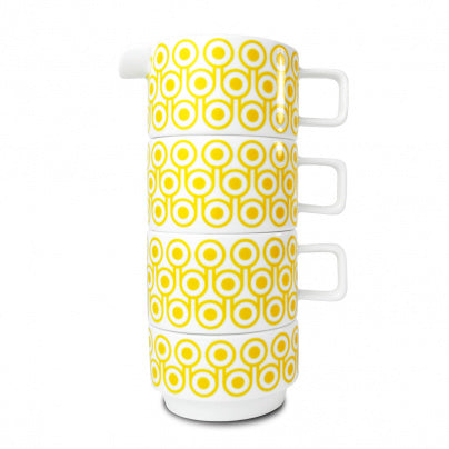 Keith Brymer Jones Hokolo Tea Set - Sugar Jug | 2 Short Mugs | Egg Yel