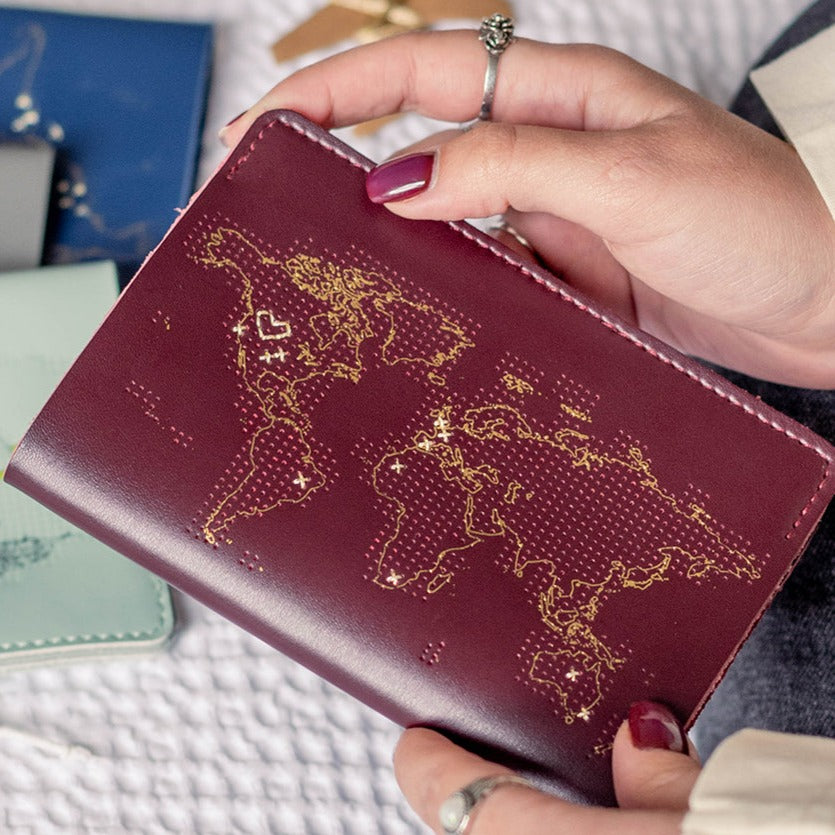 Chasing Threads - Passport Cover | Stitch Passport Cover | Maroon
